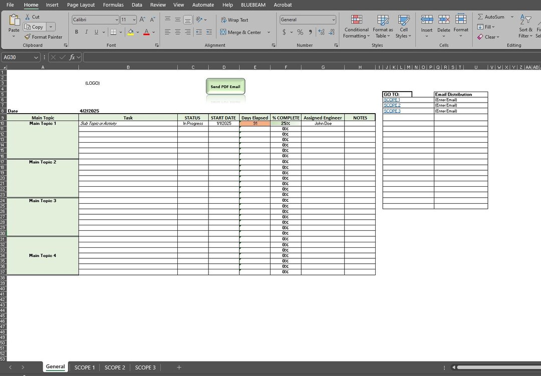 Project Scope Tracker & Staff Meeting Log | Excel Template for Task ...