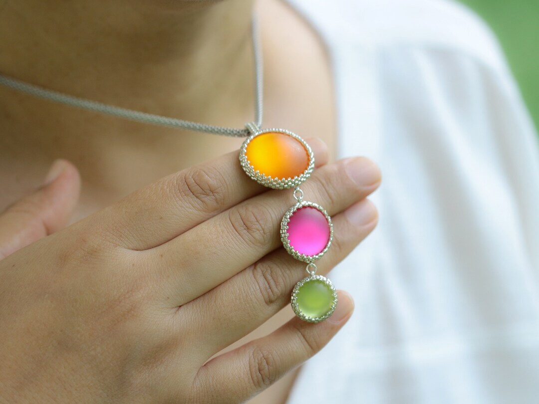 Lunasoft Cabochon Pendant Three Colored Pendant Multicolor - Etsy