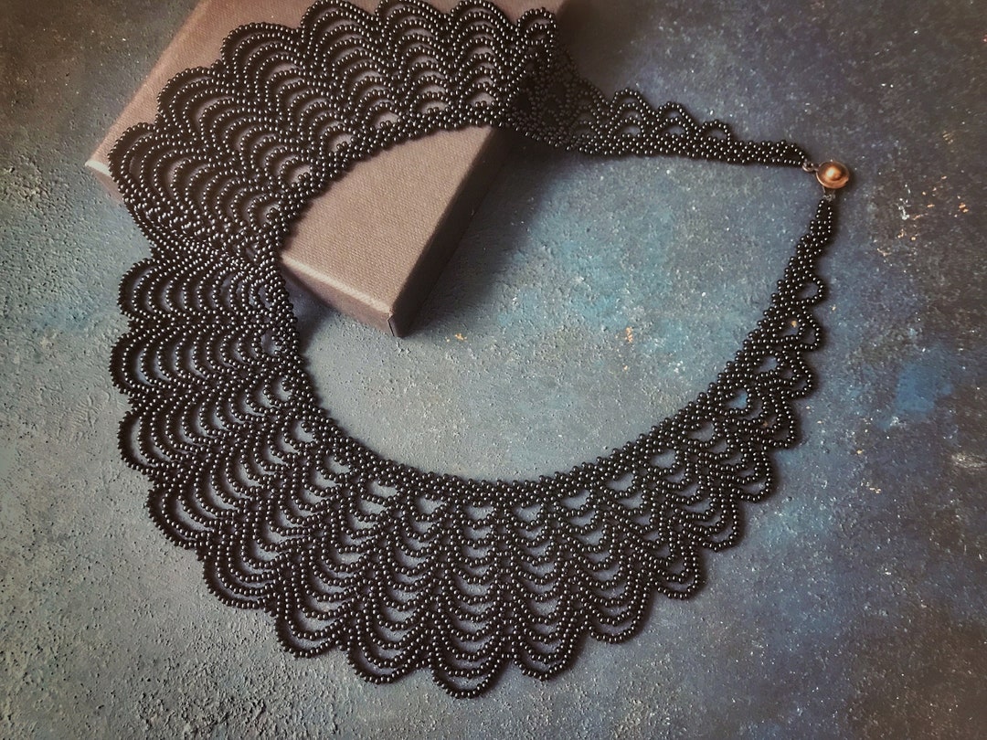 Victorian Black Lace Necklace, Black Lace Choker, Multi Strand Gothic ...