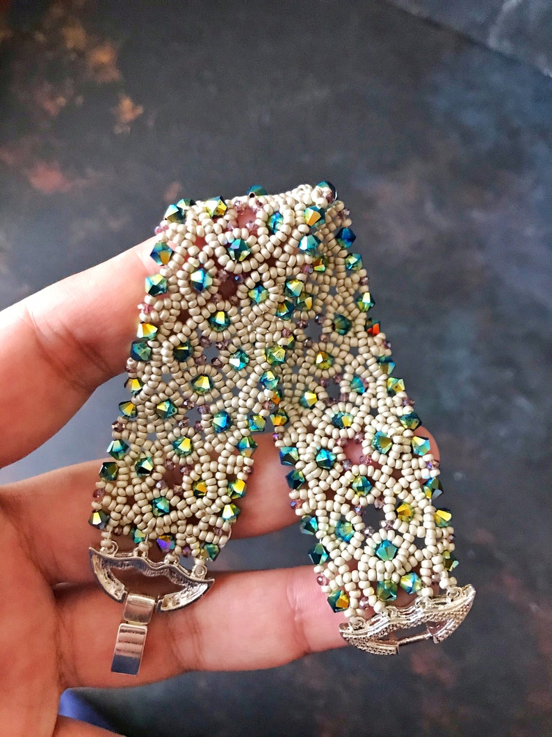 Spanish Lace Bracelet Swarovski Bicones Bracelet Beadwoven - Etsy