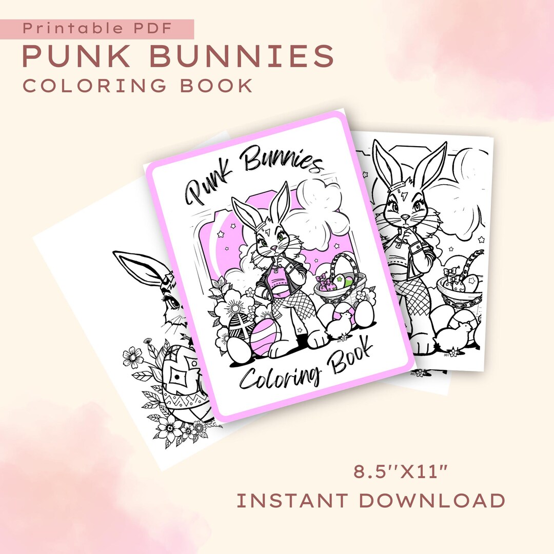 Punk Bunnies Coloring Book - Perfect for Easter - Etsy