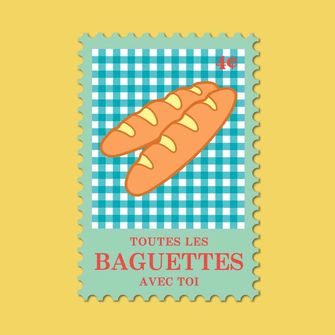 French Baguette Stamp Shaped Vinyl Sticker - Etsy