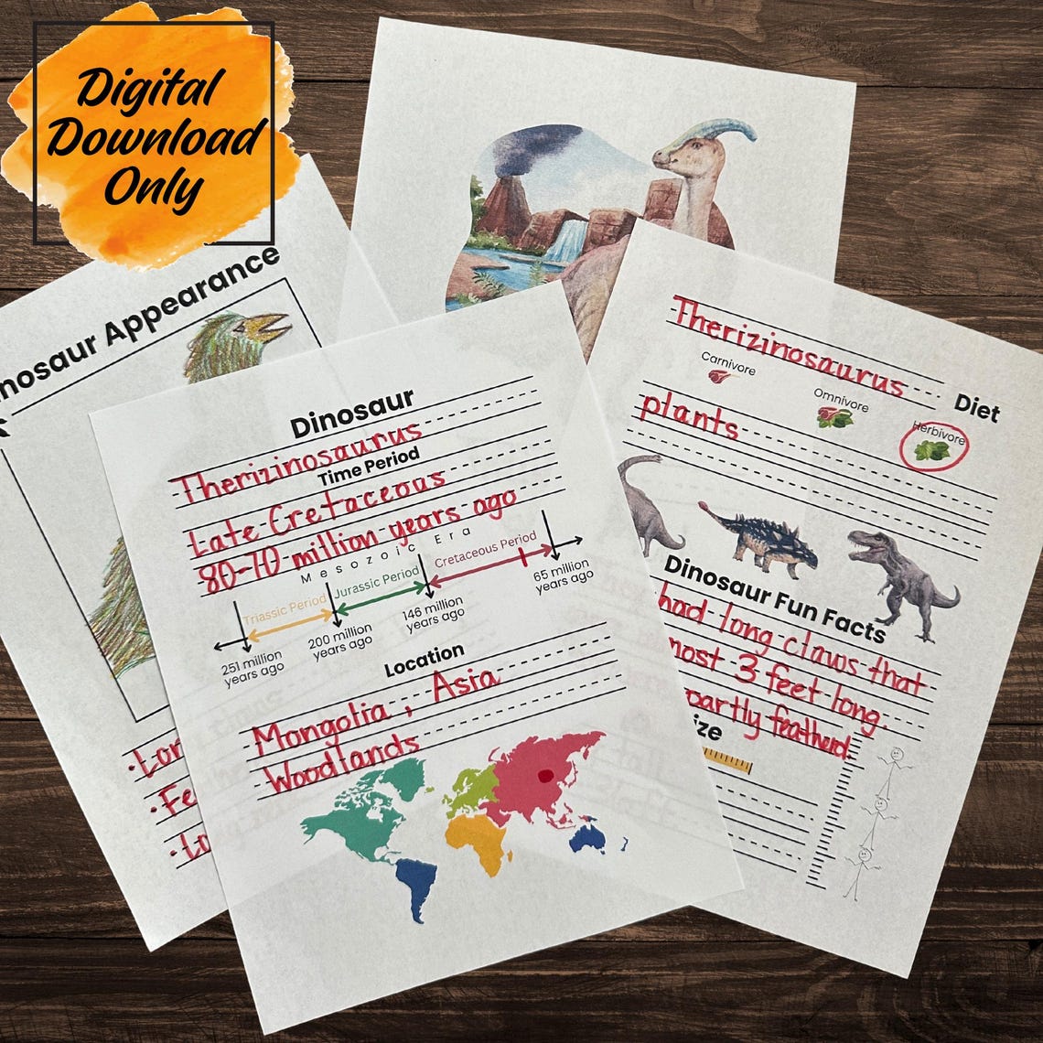 Dinosaur Field Guide: Printable Paleontology Study (digital Download ...