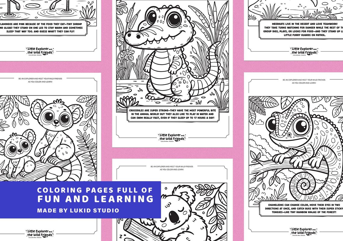 Little Explorer and the Wild Friends – Jungle & Wild Animals Coloring ...