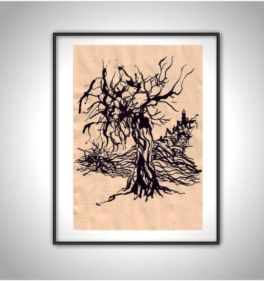 Olive Tree in the Mountains of Jerusalem, Printed Picture (no.69), Ink ...