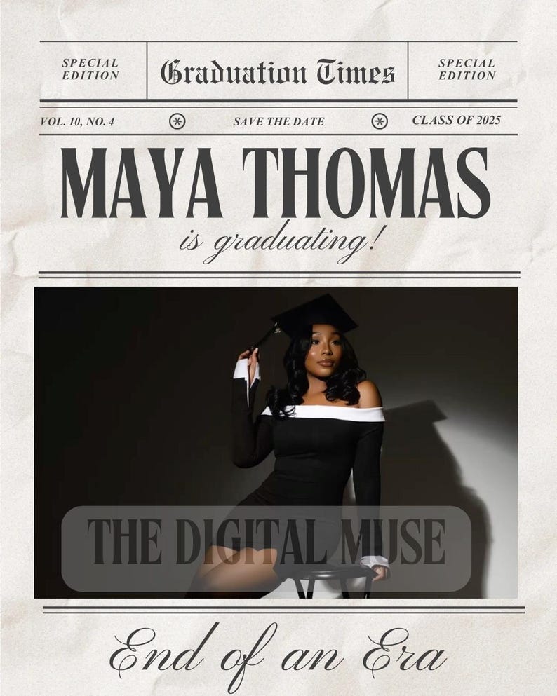 Graduation Newspaper Template | Canva Digital Download - Etsy