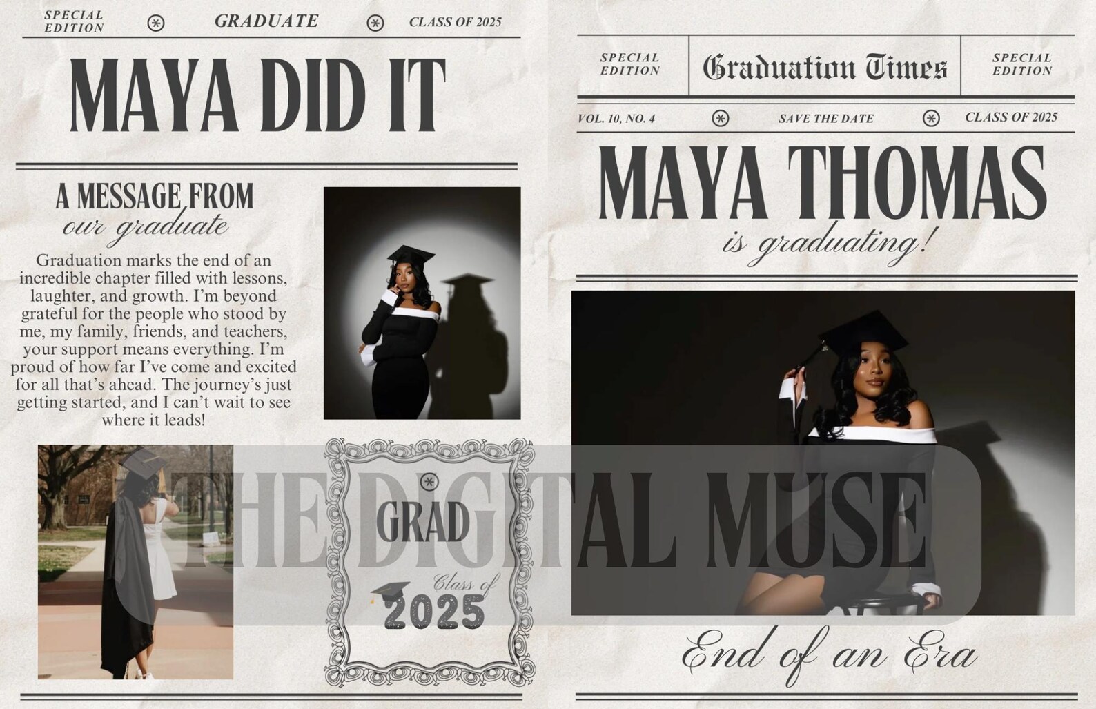 Graduation Newspaper Template | Canva Digital Download - Etsy