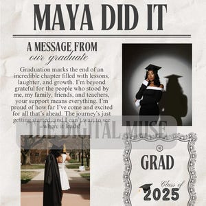 Graduation Newspaper Template | Canva Digital Download - Etsy