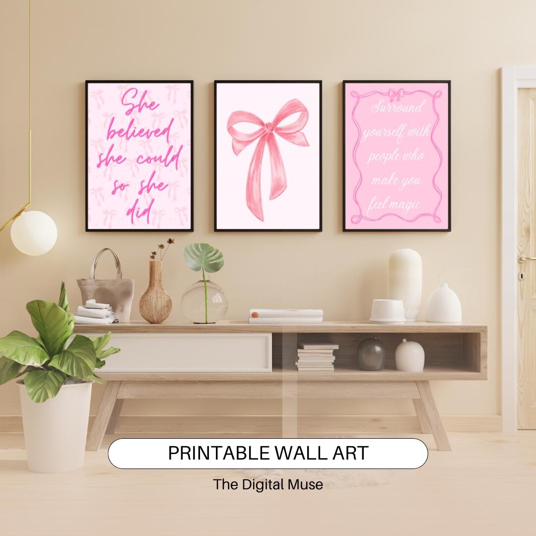 Pretty in Pink 3-piece Coquette Inspired Motivational Decor Posters - Etsy
