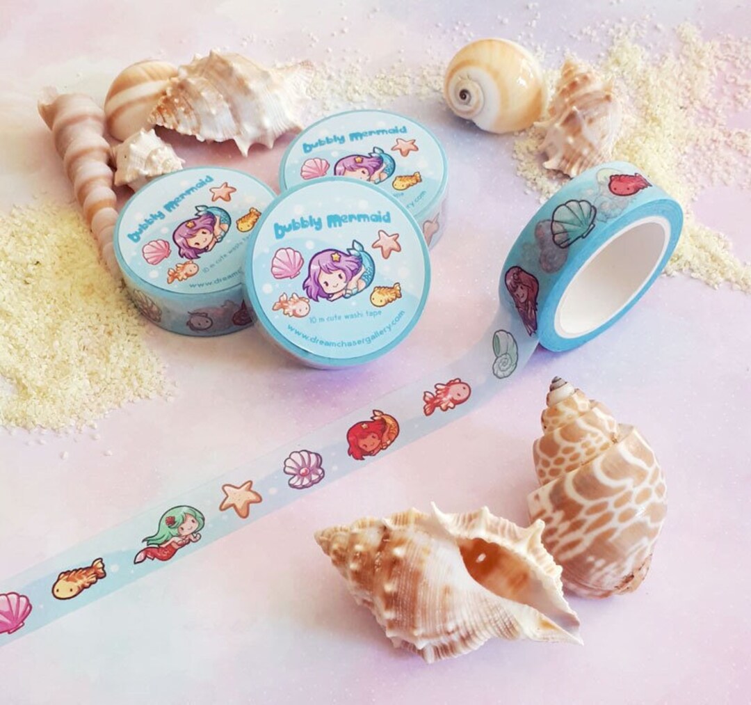 Cute Bubbly Mermaids Washi Tape ~ Cute Planner Tapes ~ Mermaid Washi ...