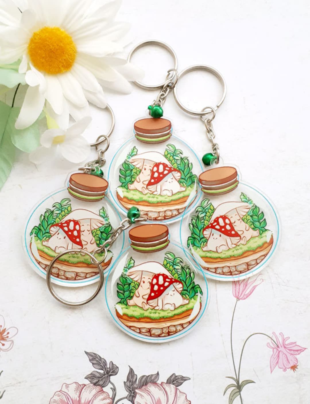 Cute Mushy Friends Clear Acrylic Keychain Charm - Cottagecore ...
