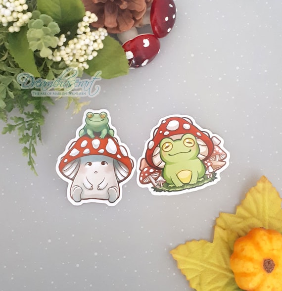 Cute Vinyl Mushy and Froggy Sticker Set Magnet Journalling - Etsy