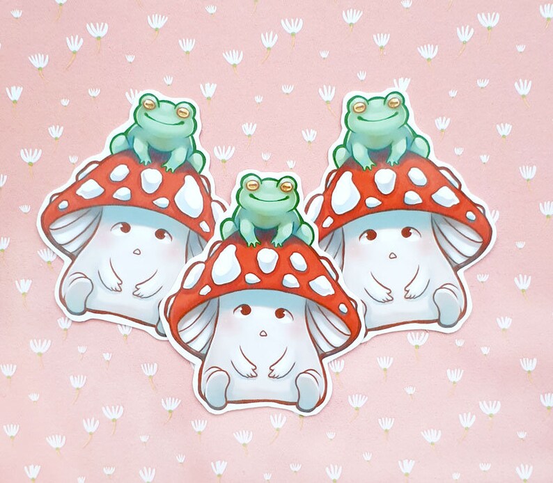 Cute Vinyl Mushy and Froggy Sticker Set Magnet Journalling - Etsy