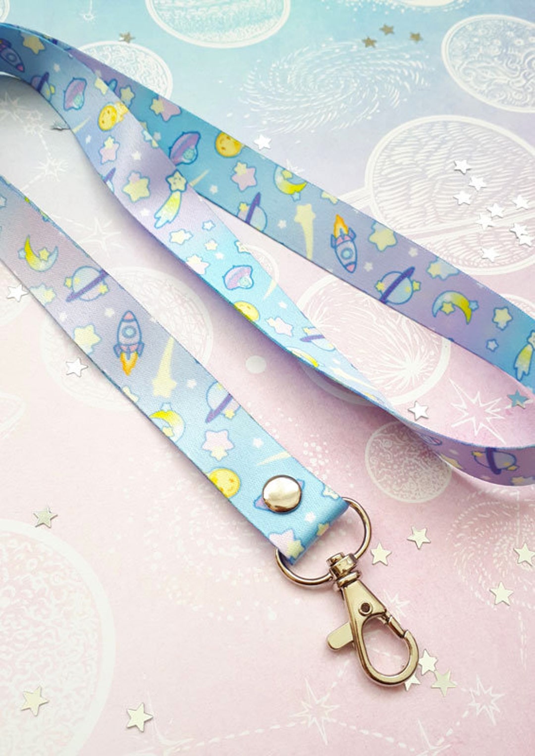 Kawaii Galaxy Space Lanyard With Silver Lobster Clasp | Cute Lanyard ...