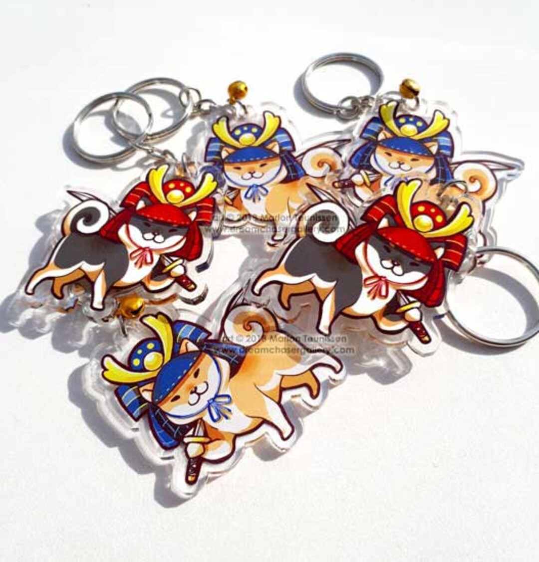 Shiba Inu Samurai Keychain - Etsy