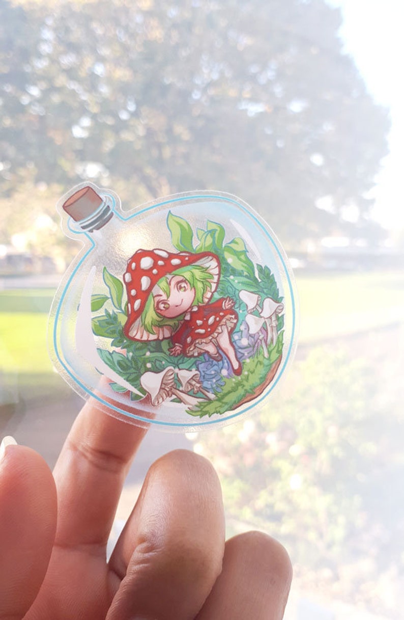 Cute Clear Vinyl ( Transparent) Mushroom Girl Sticker - Journalling ...