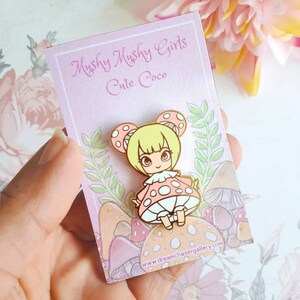 Cute Coco Mushy Mushy Girls Enamel Pins, Cute Mushroom Pin ...