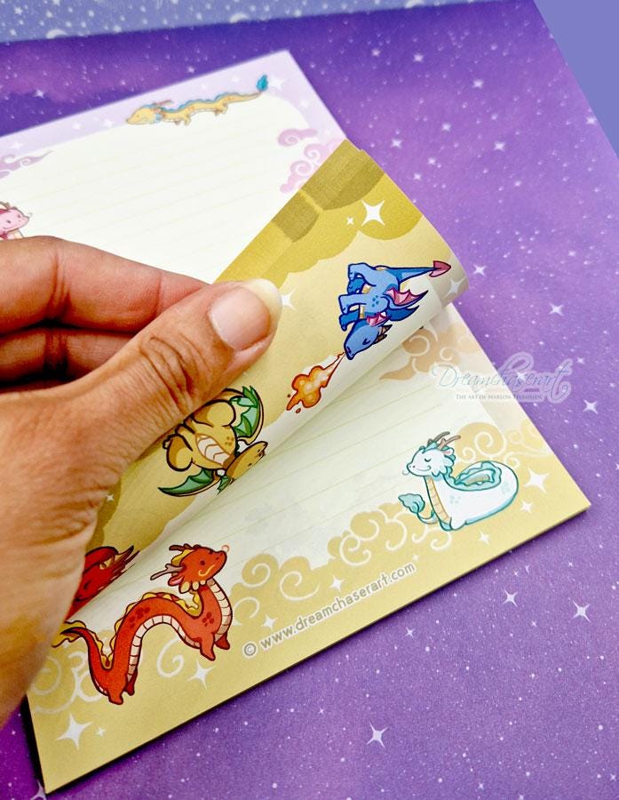Dragon Buddies Memo Block Double Sided – A5 Letter Paper - Dragons Cute ...