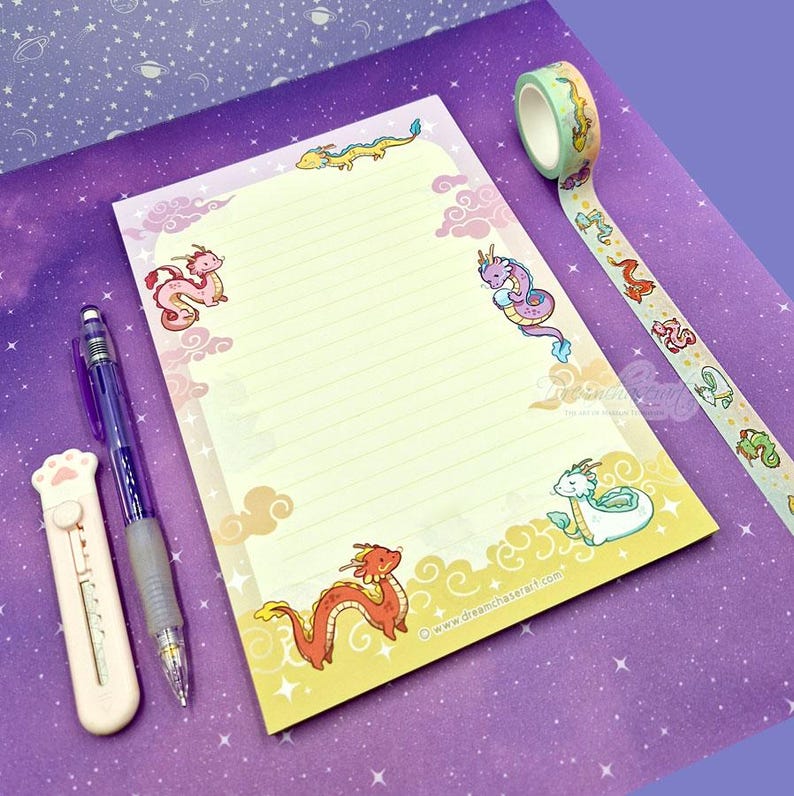 Dragon Buddies Memo Block Double Sided – A5 Letter Paper - Dragons Cute ...