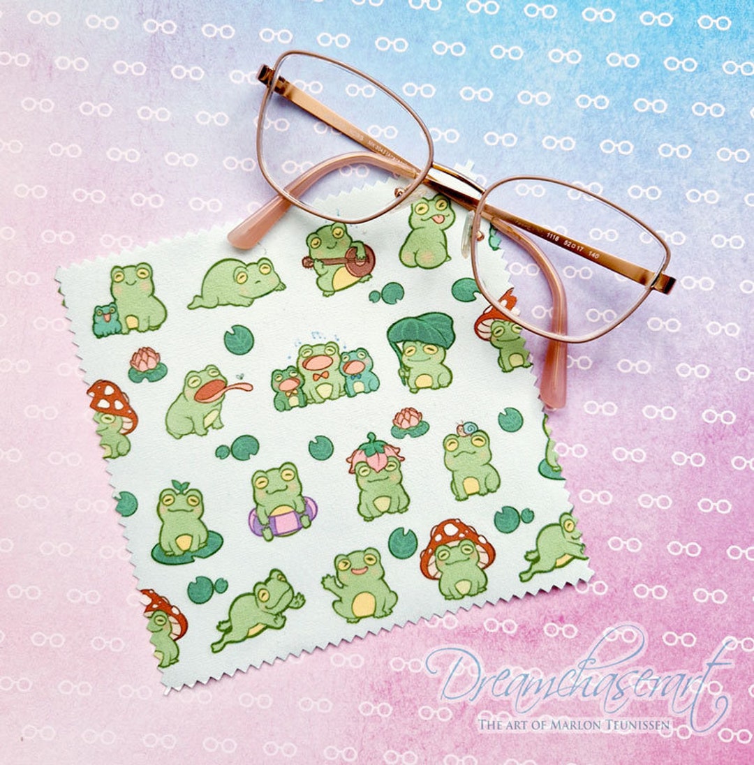 Kawaii Froggy Glasses Cloth - Froggy Friends - Cottagecore - Frogs ...