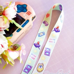 Kawaii Cute Gamer Lanyard With Silver Lobster Clasp | Cute Lanyard | Cute Key Holder, Gamer Girl ...