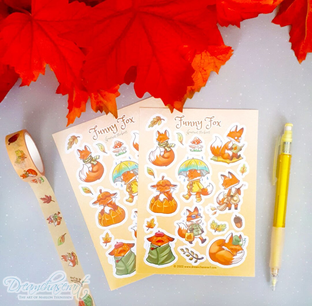 Funny Fox Sticker Sheet Bullet Journal Cottagecore Stickers - Etsy