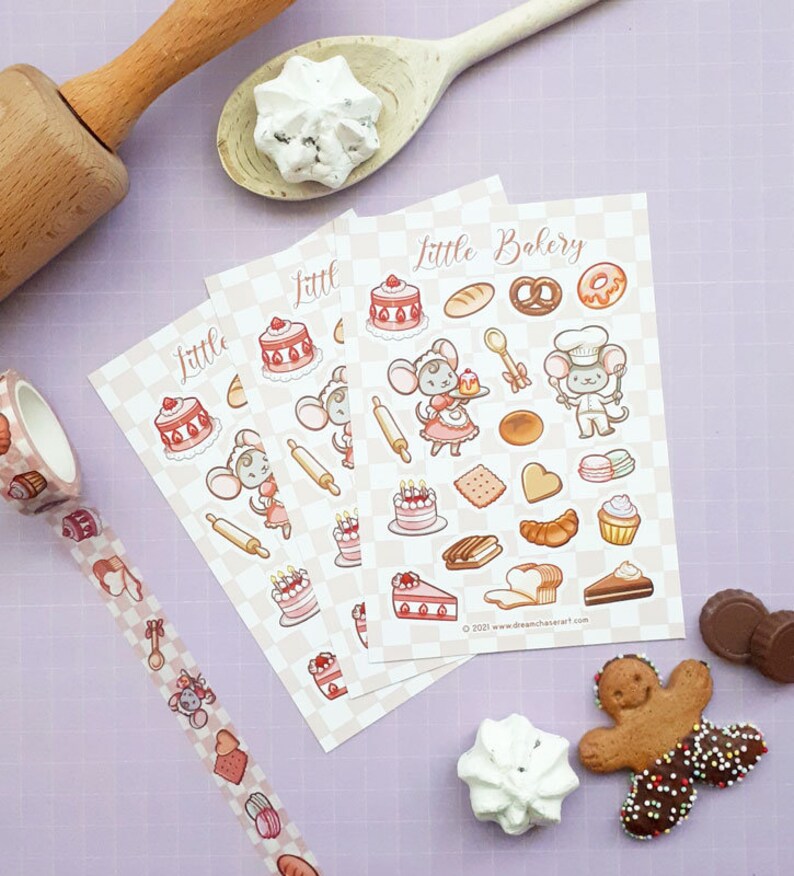 Little bakery Planner Sticker sheet food animals stationary journalling ...
