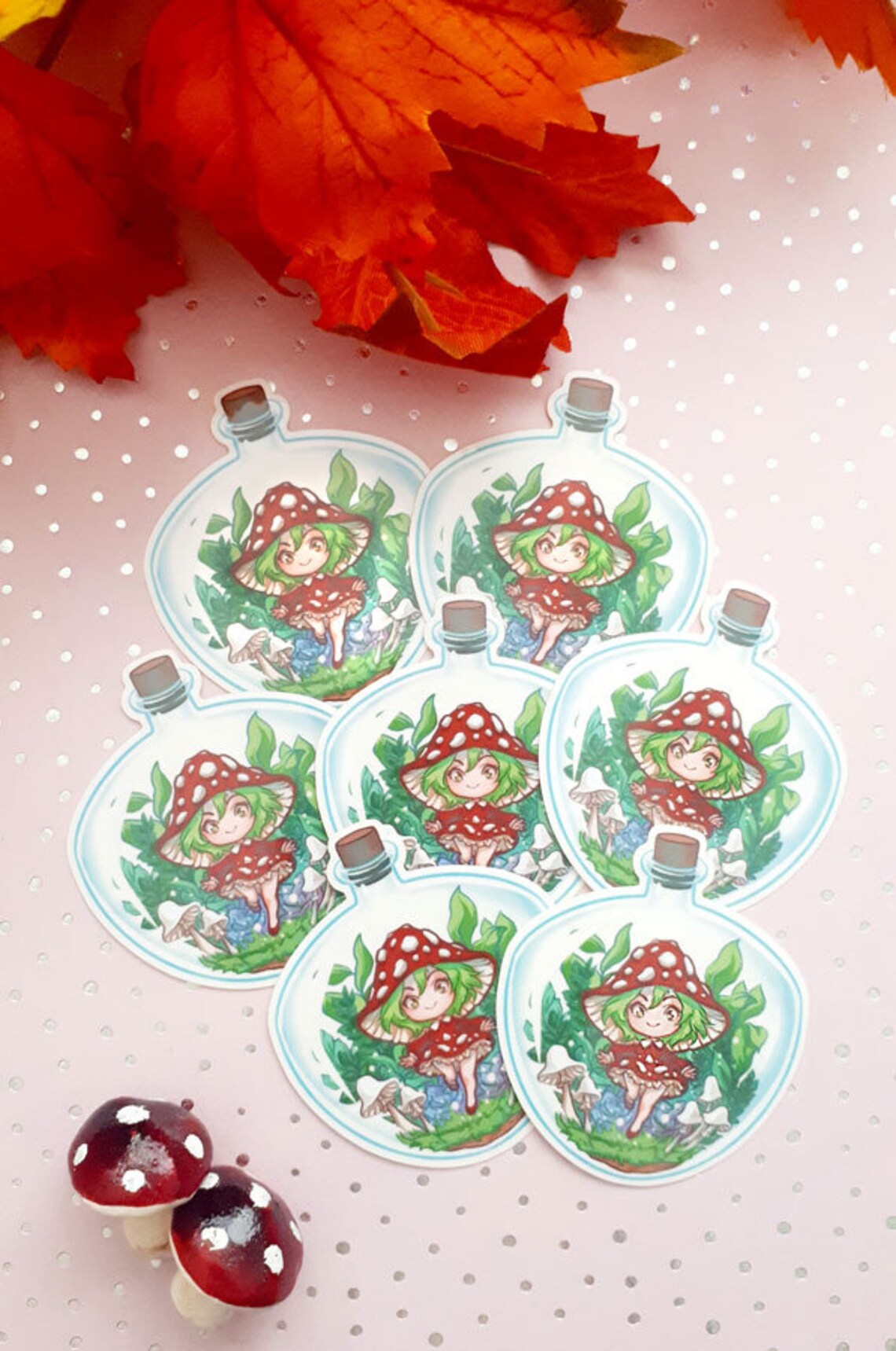 Cute Clear Vinyl ( Transparent) Mushroom Girl Sticker - Journalling ...