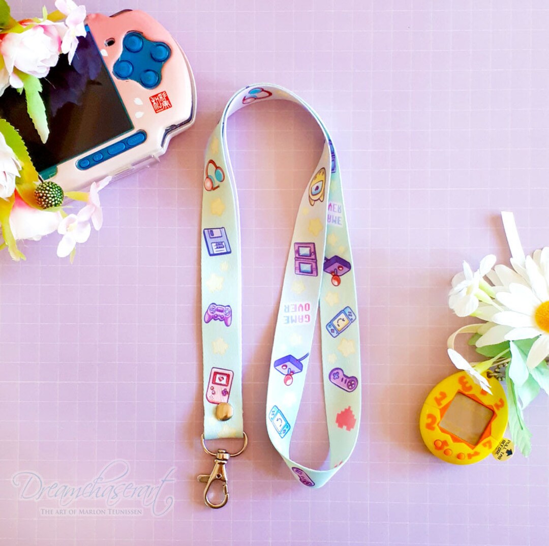 Kawaii Cute Gamer Lanyard With Silver Lobster Clasp | Cute Lanyard ...