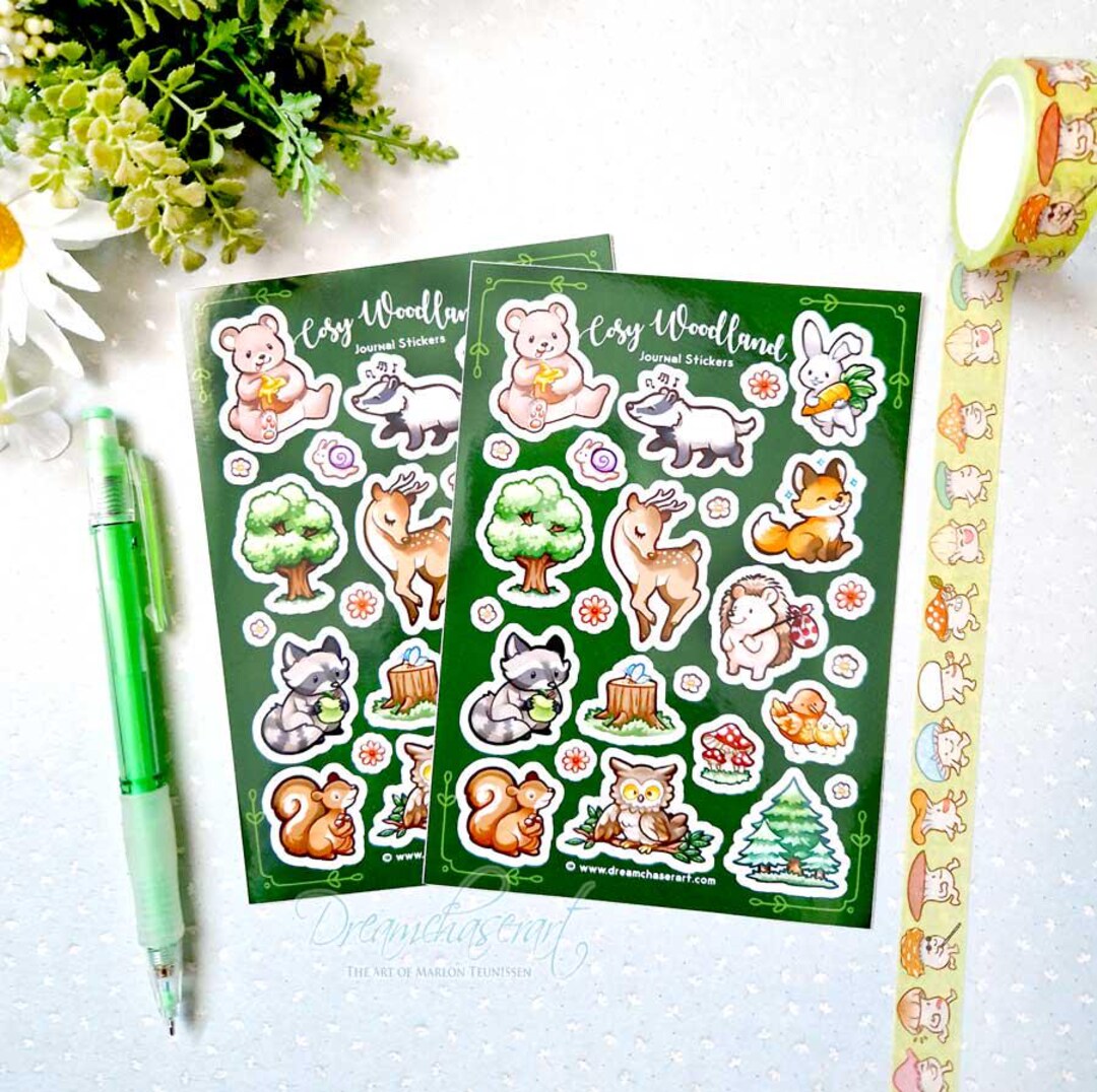 Woodland Creatures Sticker Sheet - Cute Animal Planner- Stickers- Art ...