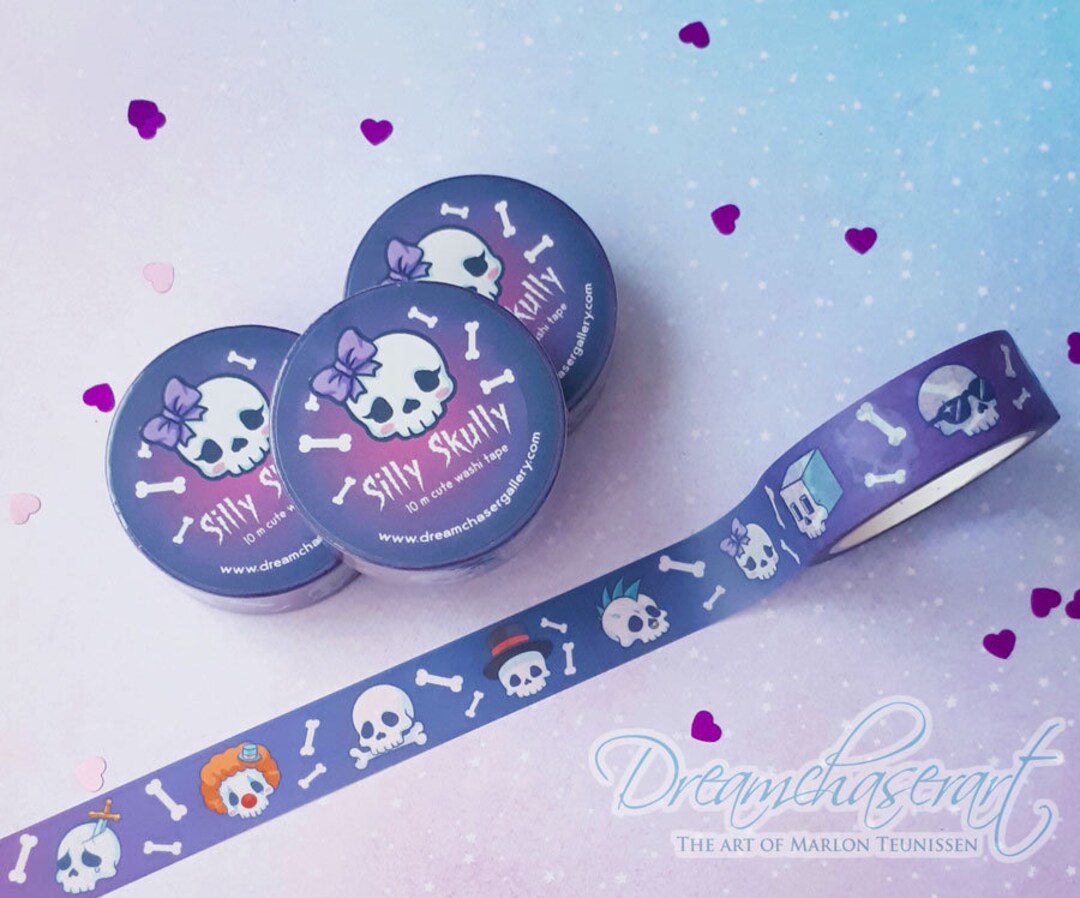 Cute Silly Skully Washi Tape ~ Purple Kawaii Washi Planner Tapes ...