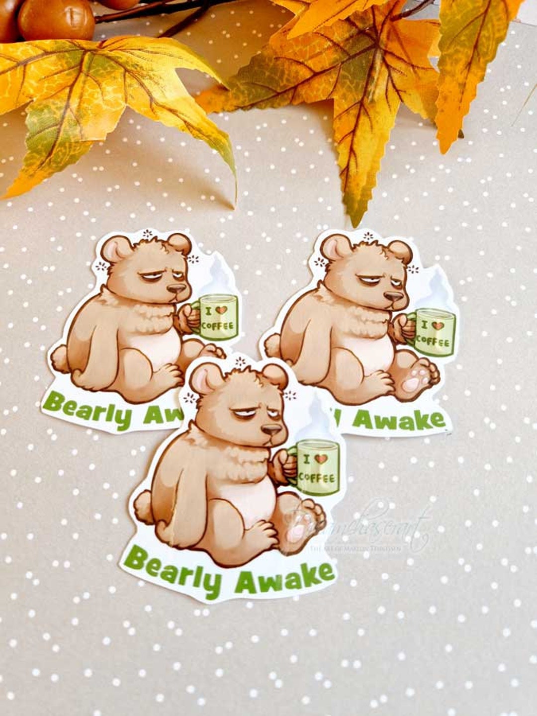Bearly Awake Vinyl Sticker, Kawaii, Funny, Journalling - Etsy