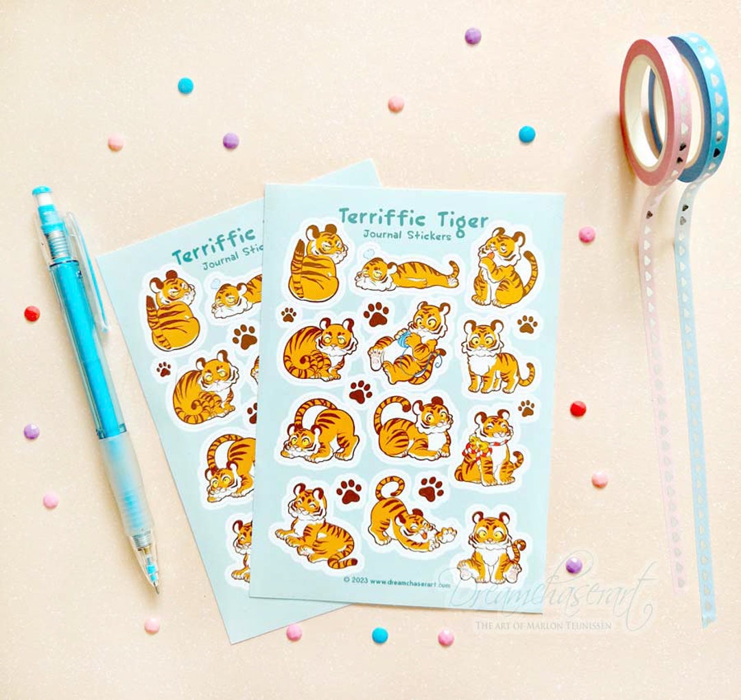 Cute Terrific Tiger Sticker Sheet Bullet Journal Tiger Themed Stickers ...