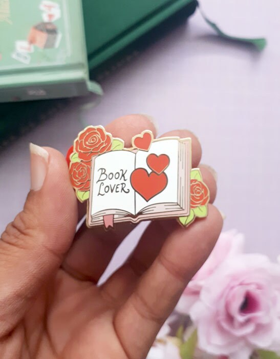Booklover Enamel Pins Cute Book Lover Pin Cottagecore | Etsy