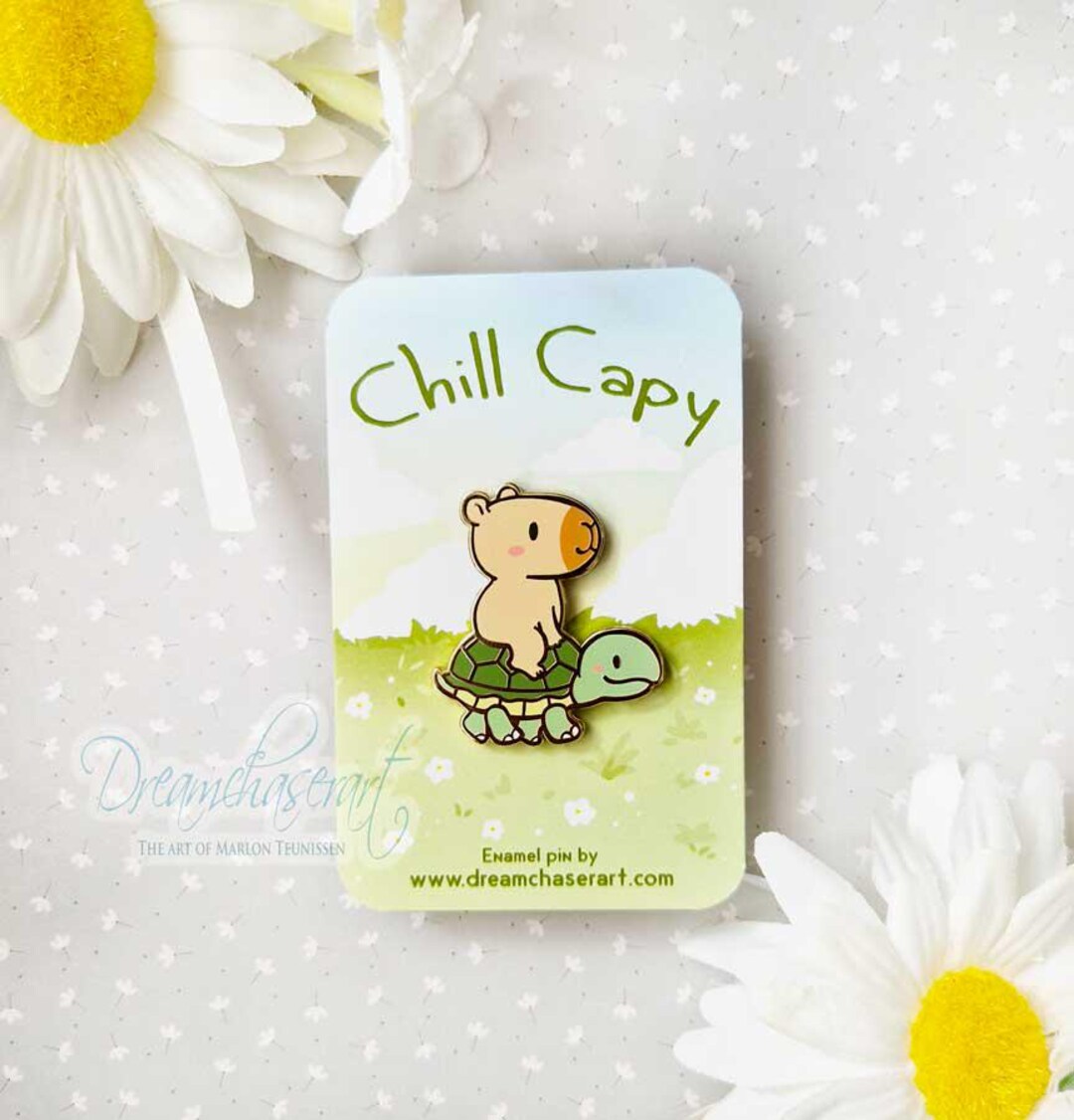 Chill Capy Enamel Pin - Cute - Kawaii- Turtle - Capybara - Etsy
