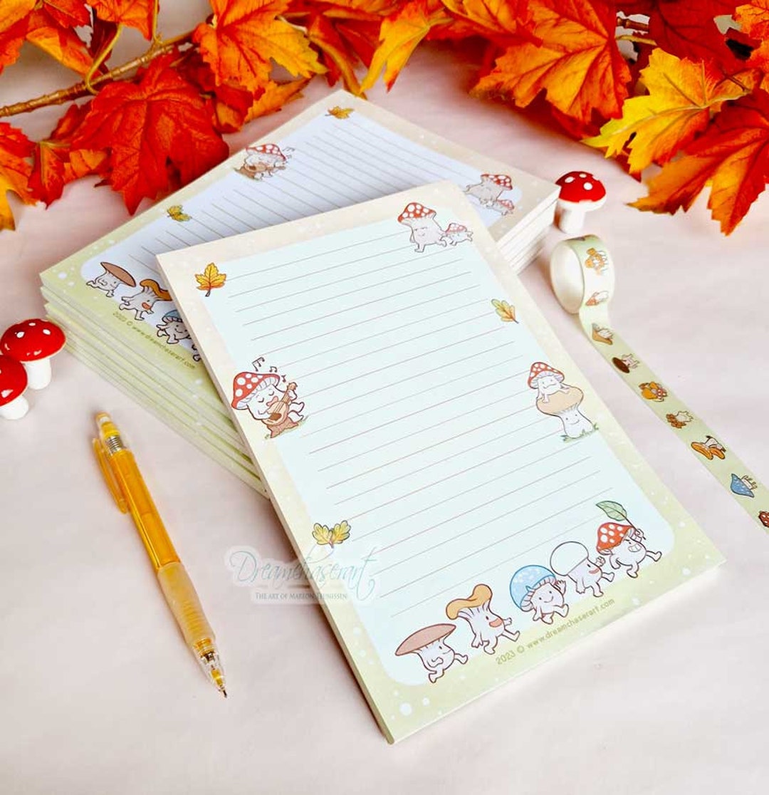 Cute Mushy Mushy Memo Block Double Sided – A5 Letter Paper - Mushroom ...
