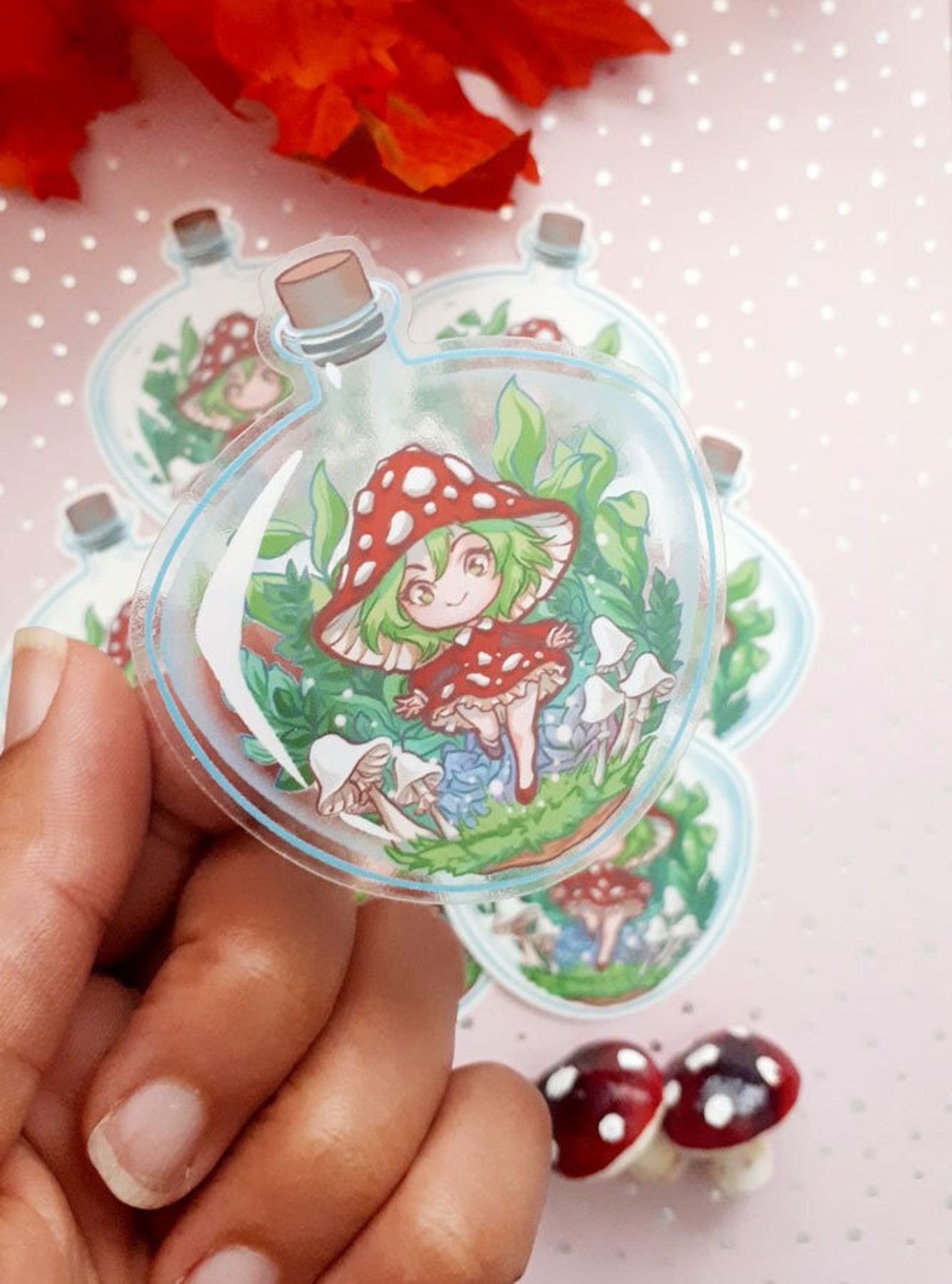Cute Clear Vinyl ( Transparent) Mushroom Girl Sticker - Journalling ...