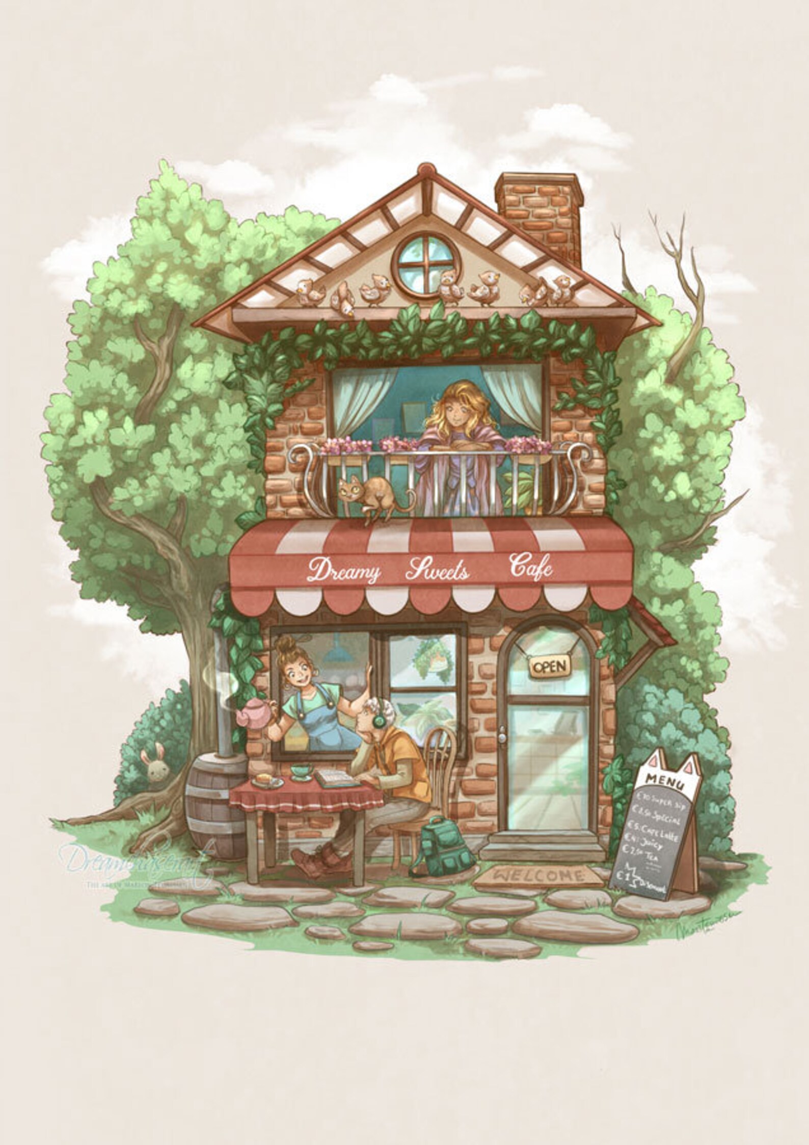 Dreamy Sweets Cafe Print Cottagecore Aestetic Art Wallart - Etsy