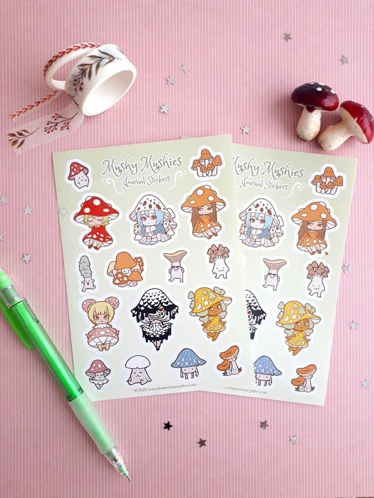 Cute Mushy Mushy Girls Sticker Sheet Bullet Journal Mushroom | Etsy