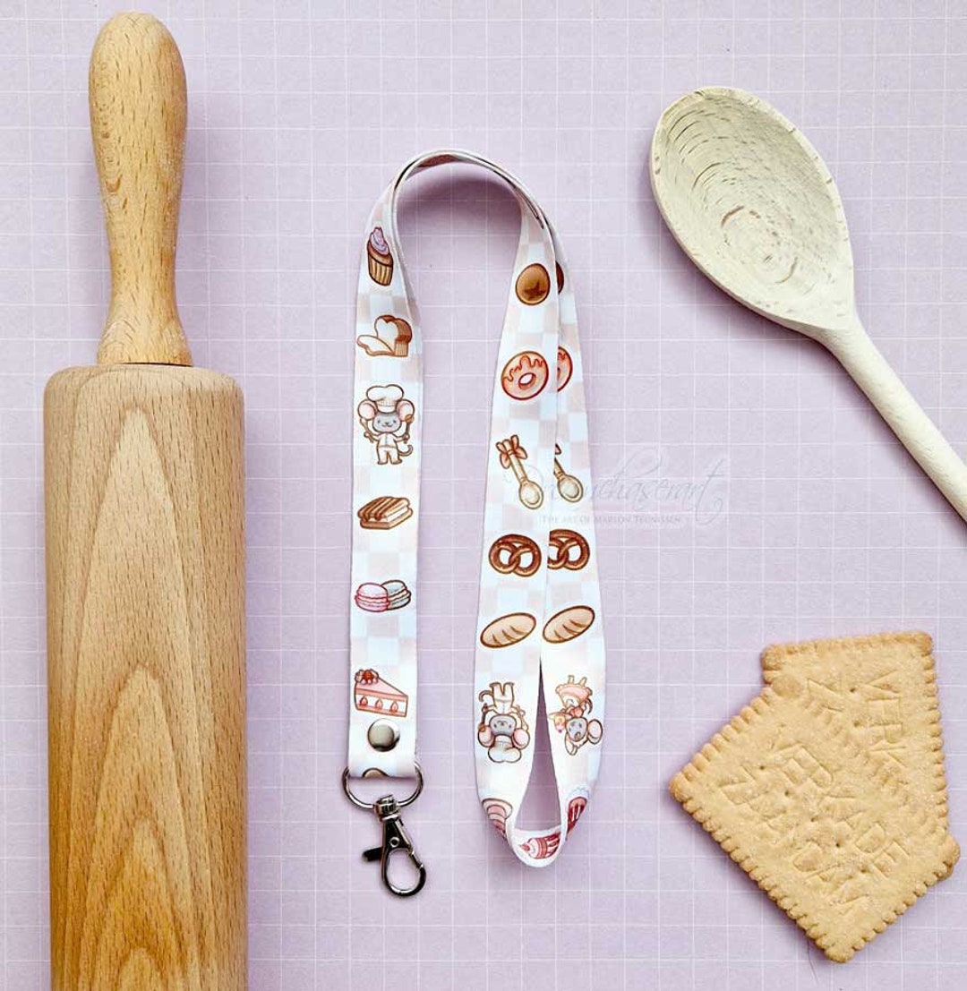 Little Bakery Lanyard With Silver Lobster Clasp | Cute Lanyard | Cute ...