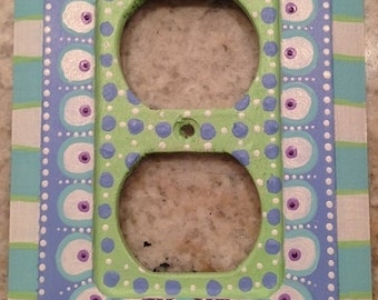 Switch Plate Hand Painted Two Plug Outlet Cover green | Etsy