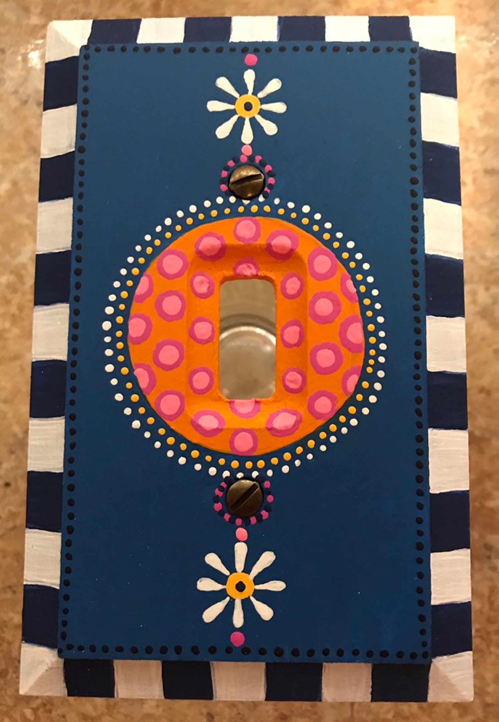 Switch Plate Hand Painted Single Toggle Switch Plate "teal With Daisies ...
