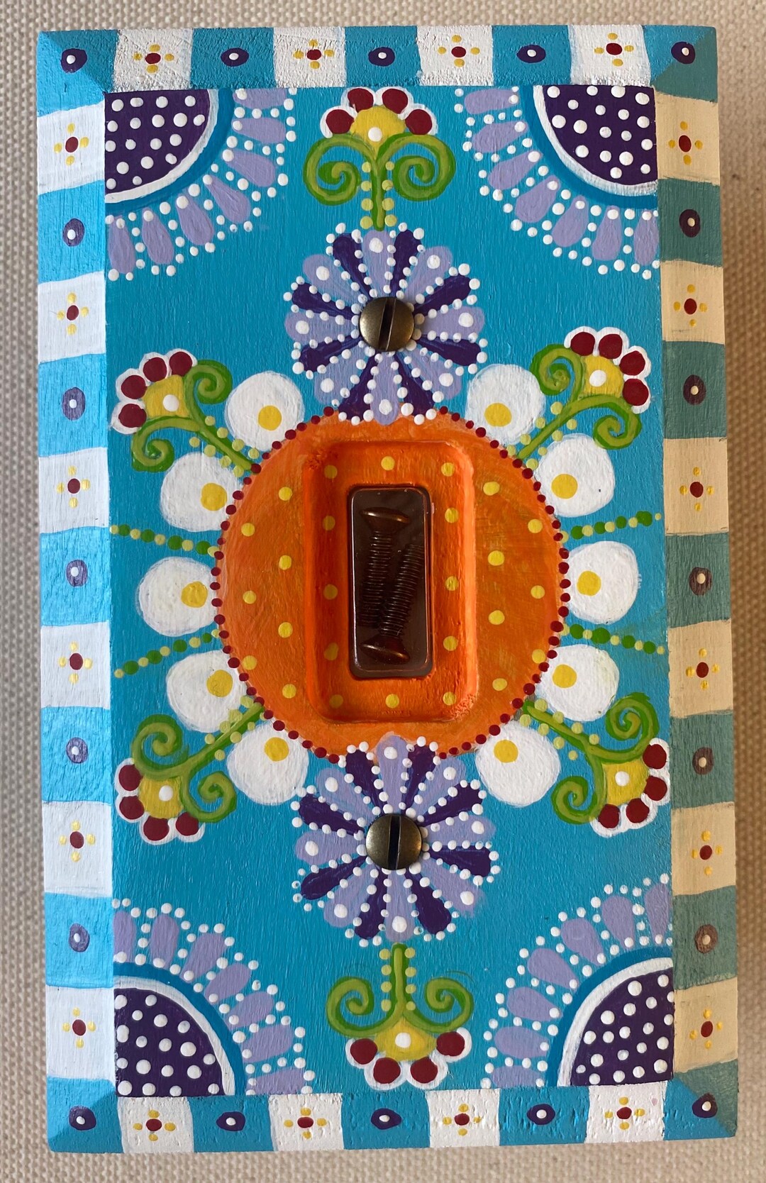 Switch Plate Hand Painted Switch Plate Single Toggle Light Switch Cover ...