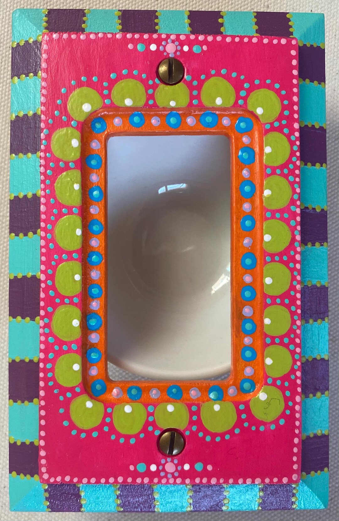 Hand Painted Wooden Single Switch Plate Rocker Switch Plate - Etsy