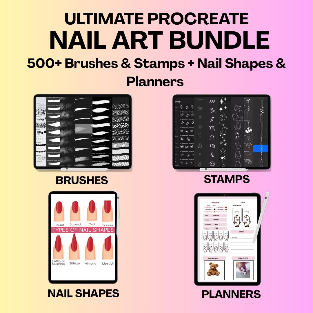 Ultimate Procreate Nail Art Bundle | 500+ Brushes , Stamps , Nail ...