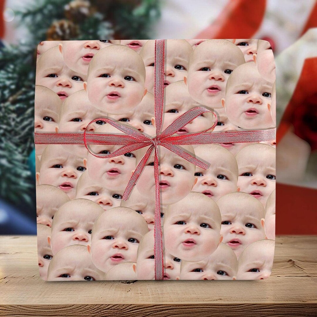 Custom Face Wrapping Paper | Personalized Human Photo Gift Wrap | Funny ...