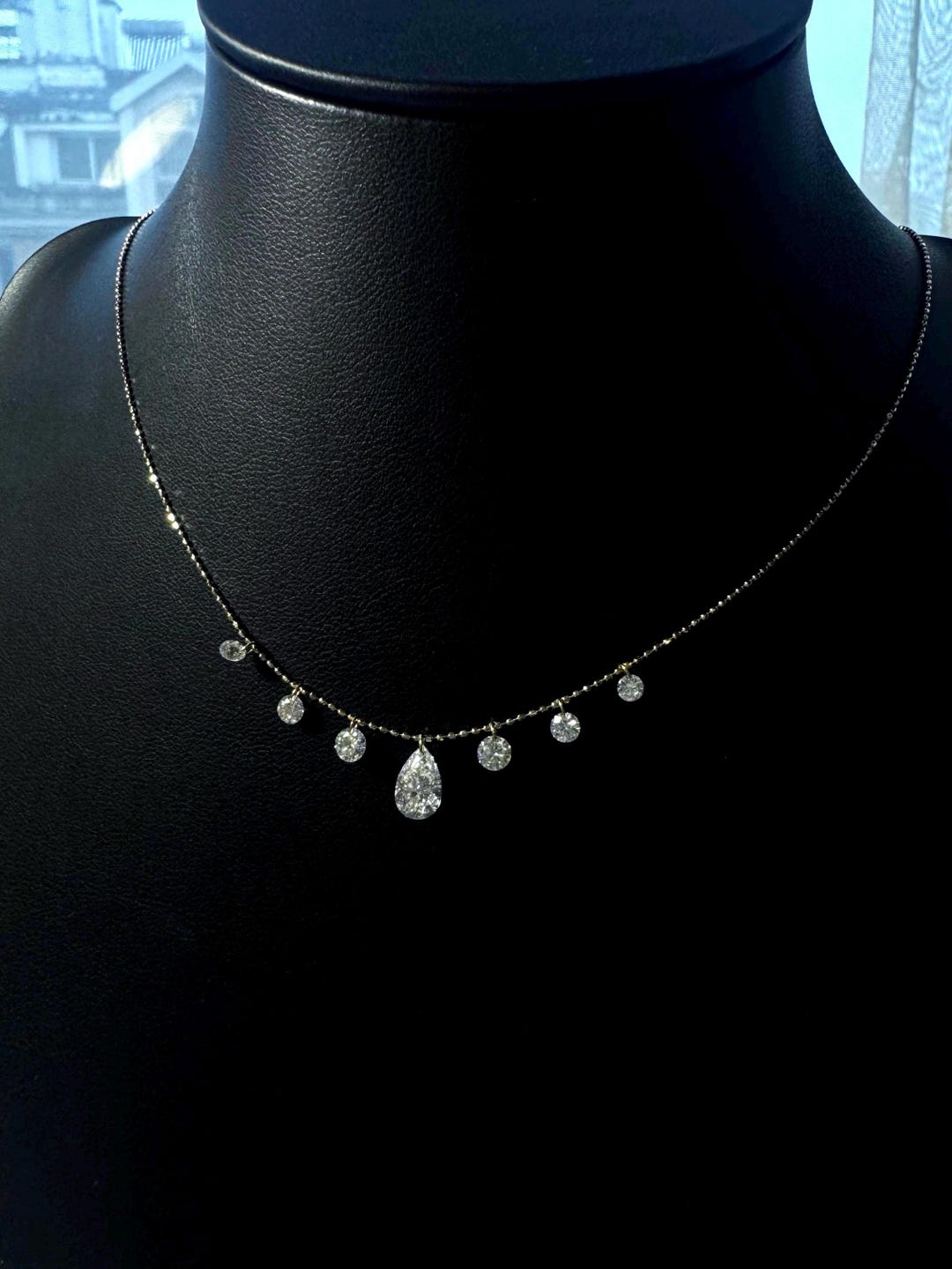 7 Floating Diamonds Necklace, Lab-diamond, Minimalist, 18k Solid Gold ...