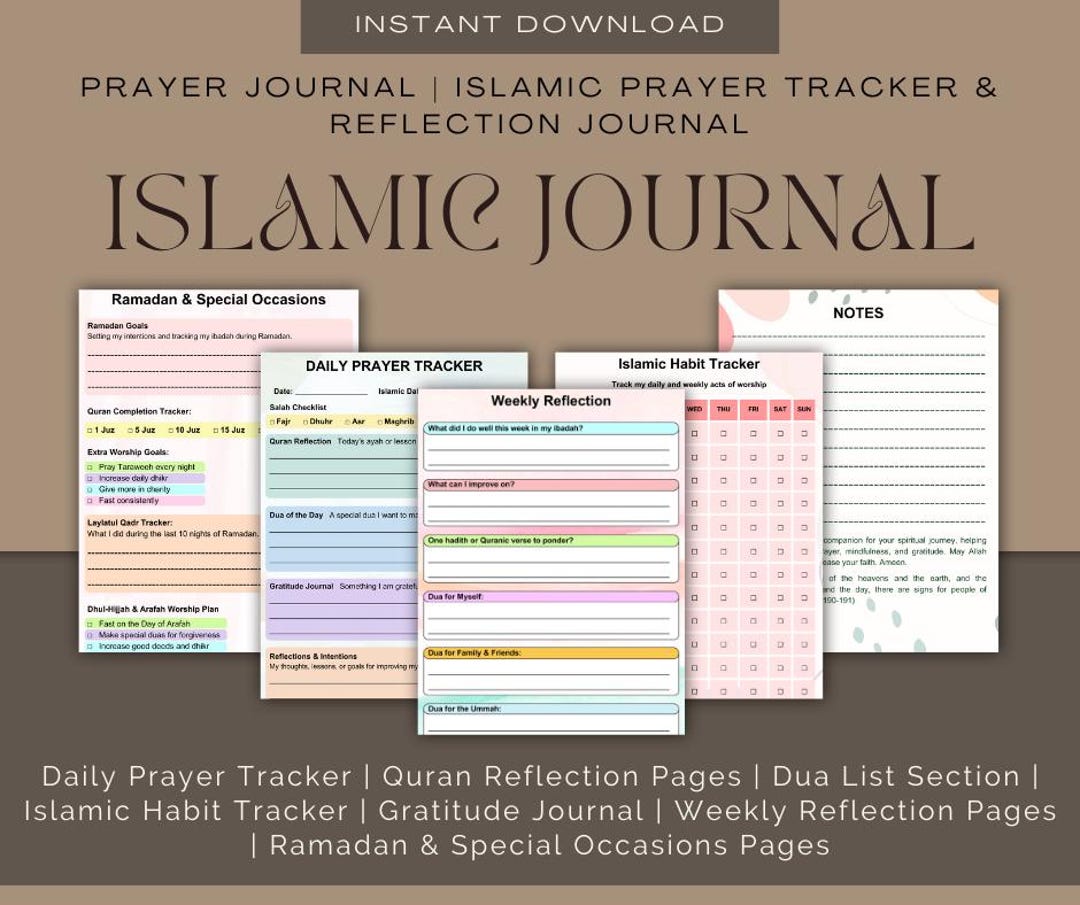 Muslim Prayer Journal | Islamic Prayer Tracker & Reflection Journal ...