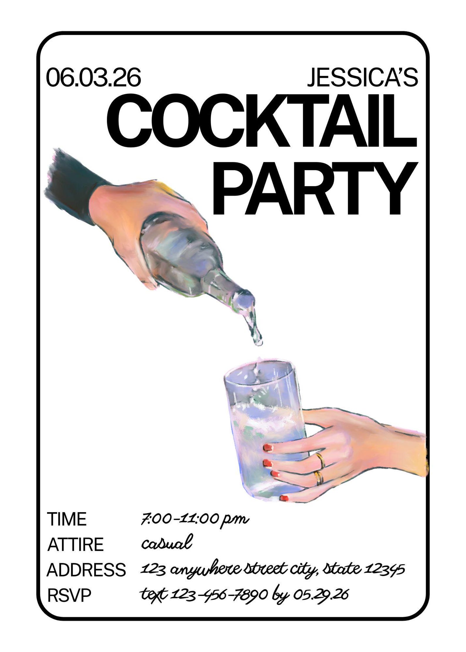 Classy Cocktail Party Invitation – Modern Editable Canva Template ...
