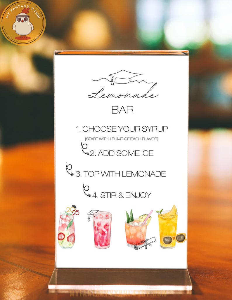 PRINTABLE Graduation Party Lemonade Bar Sign,custom Grad Party Drink ...